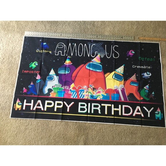 Unbranded | Party Supplies | Among Us Happy Birthday Backdrop Banner ...